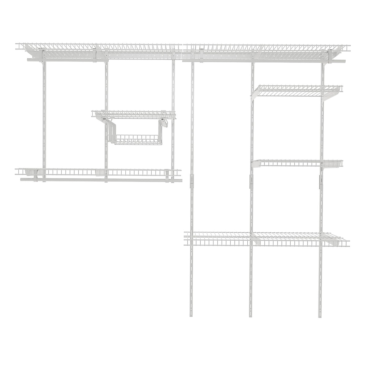 SOH DESIGN Adjustable White Wire Closet Shelf Kit, 6 to 8 FT Expandable Organizer System for Versatile Home Storage