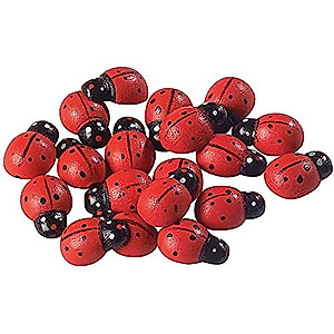 100 pcs Wooden Ladybug Garden Stones - Decorative Outdoor Ornaments - Garden Decoration for Vegatable and Flower Beds