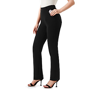 AFITNE Dress Pants for Women Business Casual Stretchy Straight Leg Work Pants Yoga Dress Slacks High Waisted with Pockets Black 31" L