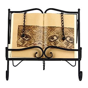 Woopoo Metal Recipe Holder 2 Weighted Chains to Hold Pages in Place and a Kickstand for Durability Collapsible Storage is Light in Weight Support Book and Tablet Placement Cookbook Holder …