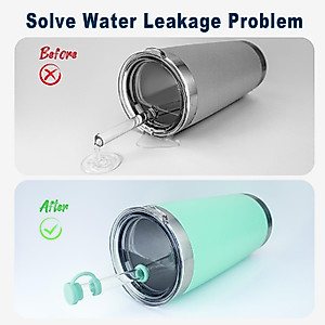 SUZAMED Spill Stopper for YETI Straw Cup, 4 Sets Silicone Leak Stopper Compatible with YETI Tumbler, Leak Proof Kit of YETI Mug Accessories Including 4 Straw Cover, 4 Leak Proof Stopper (Black 4PCS)