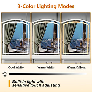 Lakifun Vanity Desk with Lighted Mirror, Makeup Vanity with Lights and Drawers,Makeup Table with Mirror, 3 Lighting Colors, Bedroom Dressing Table, White Vanity Set for Girls Women