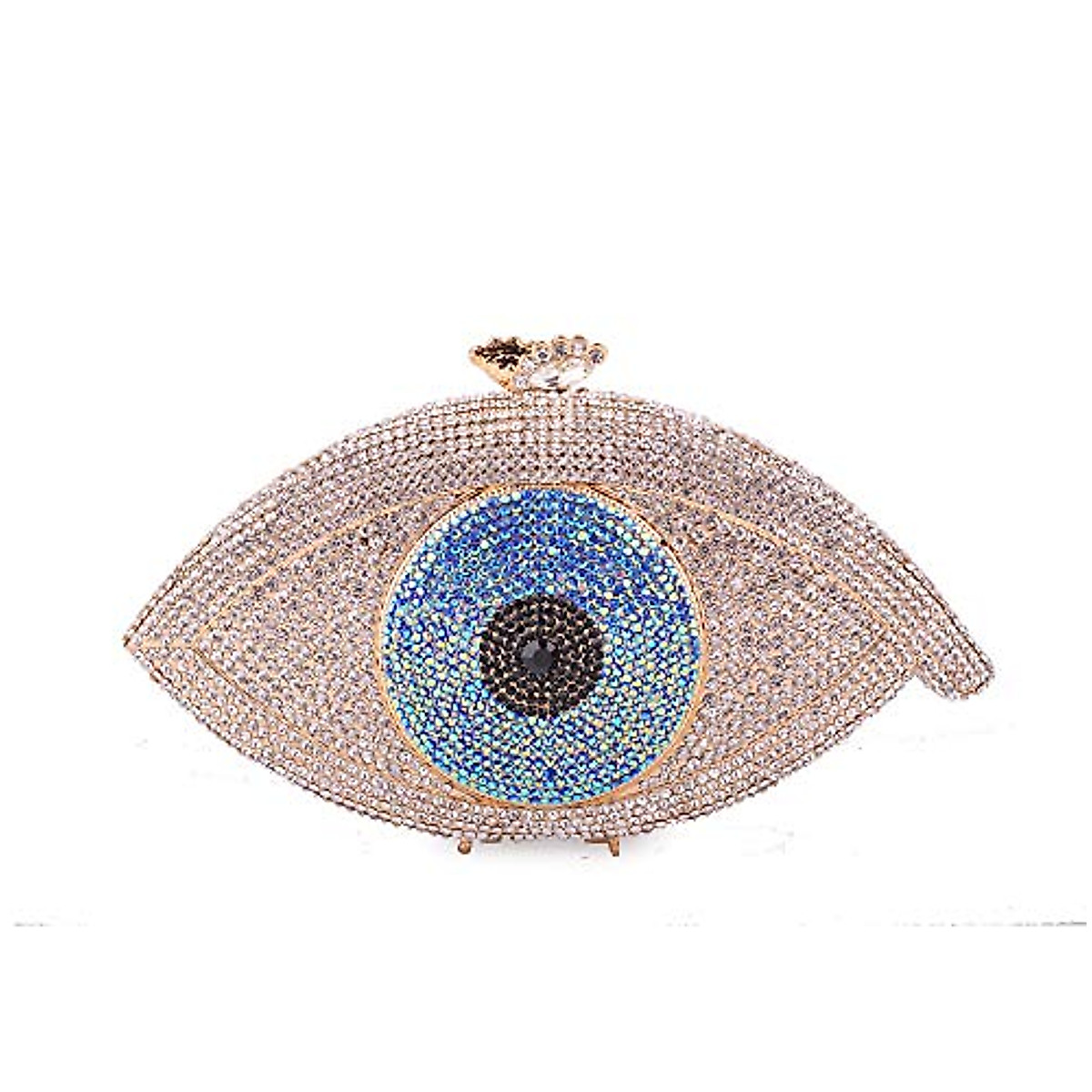 Flada Eye Shape Luxury Crystal Wedding Purses Women Handbags Clutch Evening Bag Silver