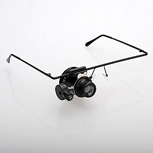 Watch Repair Eye Magnifier Glasses 20X Magnifying Glasses Loupe Jeweler LED Light Lamp Single Lens