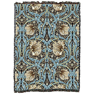 Pure Country Weavers William Morris Pimpernel Vanilla Blanket - Arts & Crafts - Gift Tapestry Throw Woven from Cotton - Made in The USA (72x54)