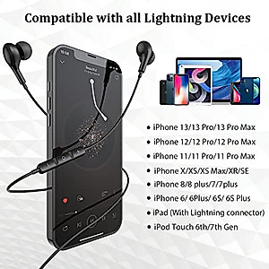 Guguearth Lightning Headphones for iPhone,MFi Certified in-Ear Lightning Earphones for iPhone,Magnetic Earbuds for iPhone with Mic Controller Compatible with iPhone 14 13 12 11Pro Max XR 8 7 (Black)