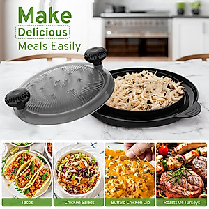 Eoaod Pro Chicken Shredder 10.8 inch, Large Chicken Breast Shredder Tool Twist, Meat Shredder Machine with Widened Anti Slip Mat Fix, Suitable for Pork, Beef, Dishwasher (Translucent Black)