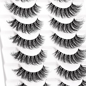 False Eyelashes Wispy with Clear Band Strip Lashes 10Pair Cat Eye Lashes D Curl Faux Mink Eyelashes For Party and Wedding by EXTENIFY (10Pairs-4A)