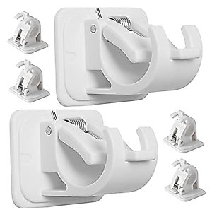 DOITOOL 6pcs Nail-Free Towel Bar Clip Wall Mount Clothes Rack Curtain Hooks Shower Curtains Hooks Nail Free Curtain Rod Hooks Adhesive Nail Free Adjustable Curtain Rod Holder Rod Support