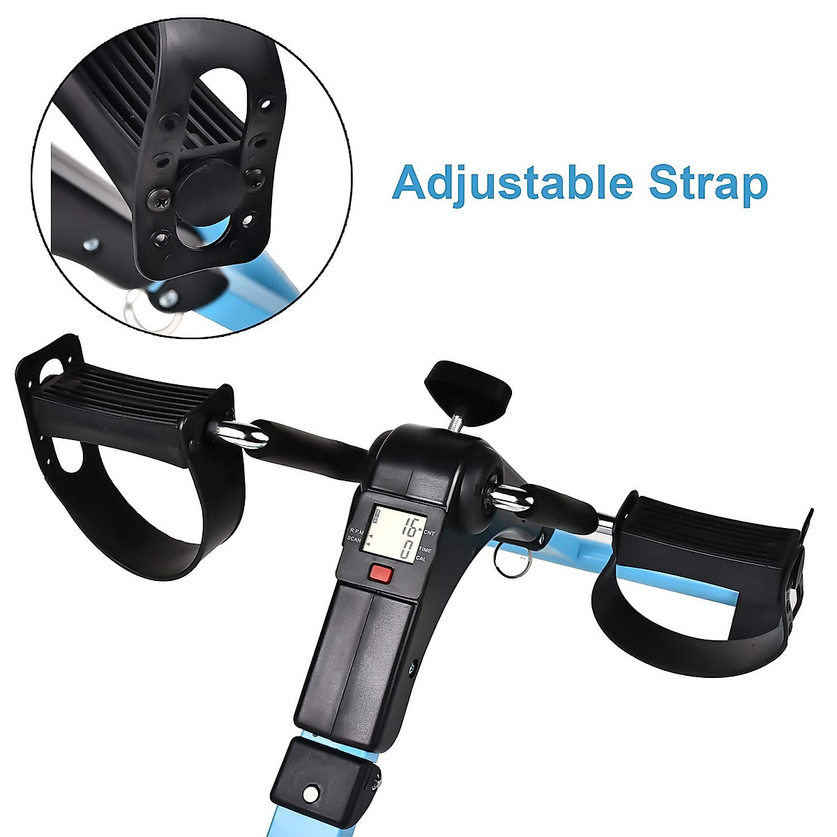 Under Desk Bike Pedal Exerciser with LCD Monitor Resistance and Resistance for Seniors, Stationary Foldable Mini Exercise Bike Pedals Peddler Exerciser for Arms and Legs for Office or Home (Blue)