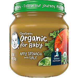 Gerber 2nd Foods, Organic Apple Spinach with Kale, 4oz (Pack - 6)