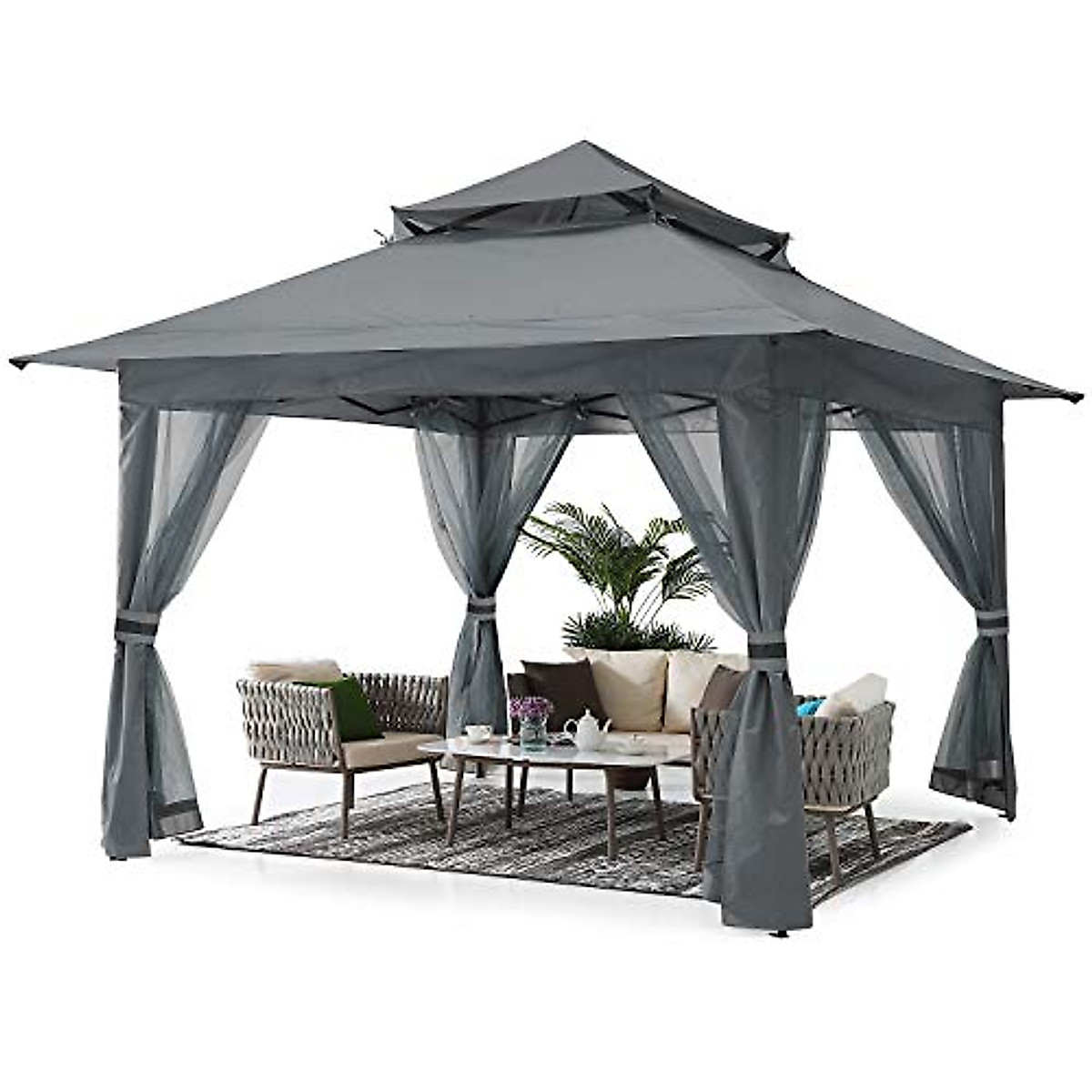 ABCCANOPY Pop Up Gazebo 13x13 - Outdoor Canopy Tent with Mosquito Netting for Patio Garden Backyard(Gray)