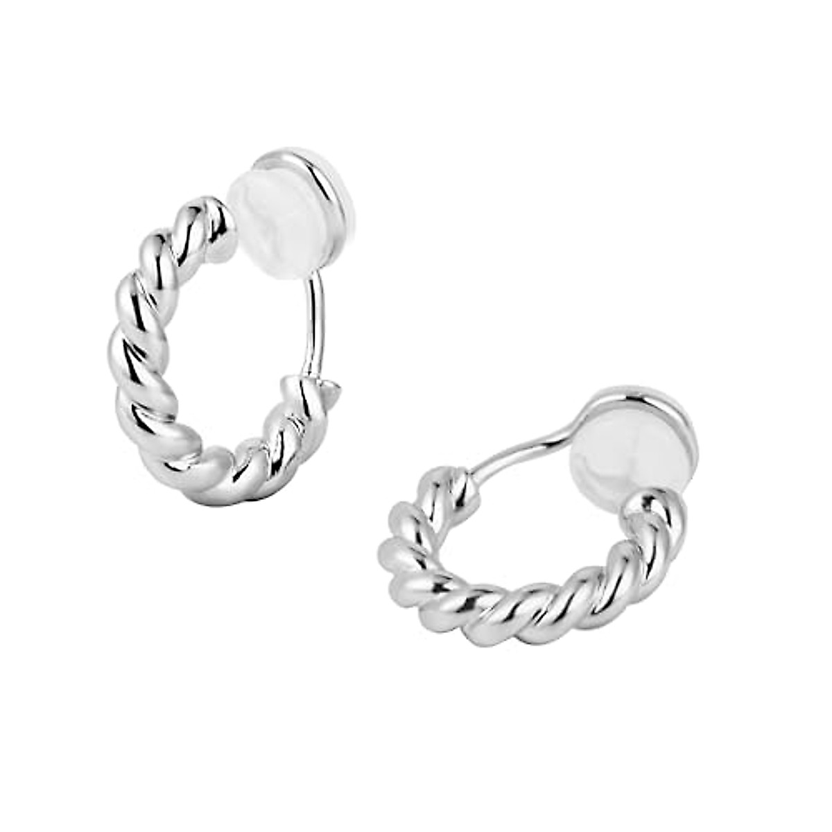 Yurielys Clip on Earrings for Women, Twisted Rope Hoop Clip-on Earrings, Small Clip on Hoops for Non Pierced Ears Gold and White Gold
