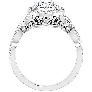 Moissanite World Twisted Infinity Moissanite Ring, Oval 2.0CT, Moissanite Engagement Ring/Moissanite Wedding Ring/Moissanite Bridal Ring Set, 925 Sterling Silver (9.5)