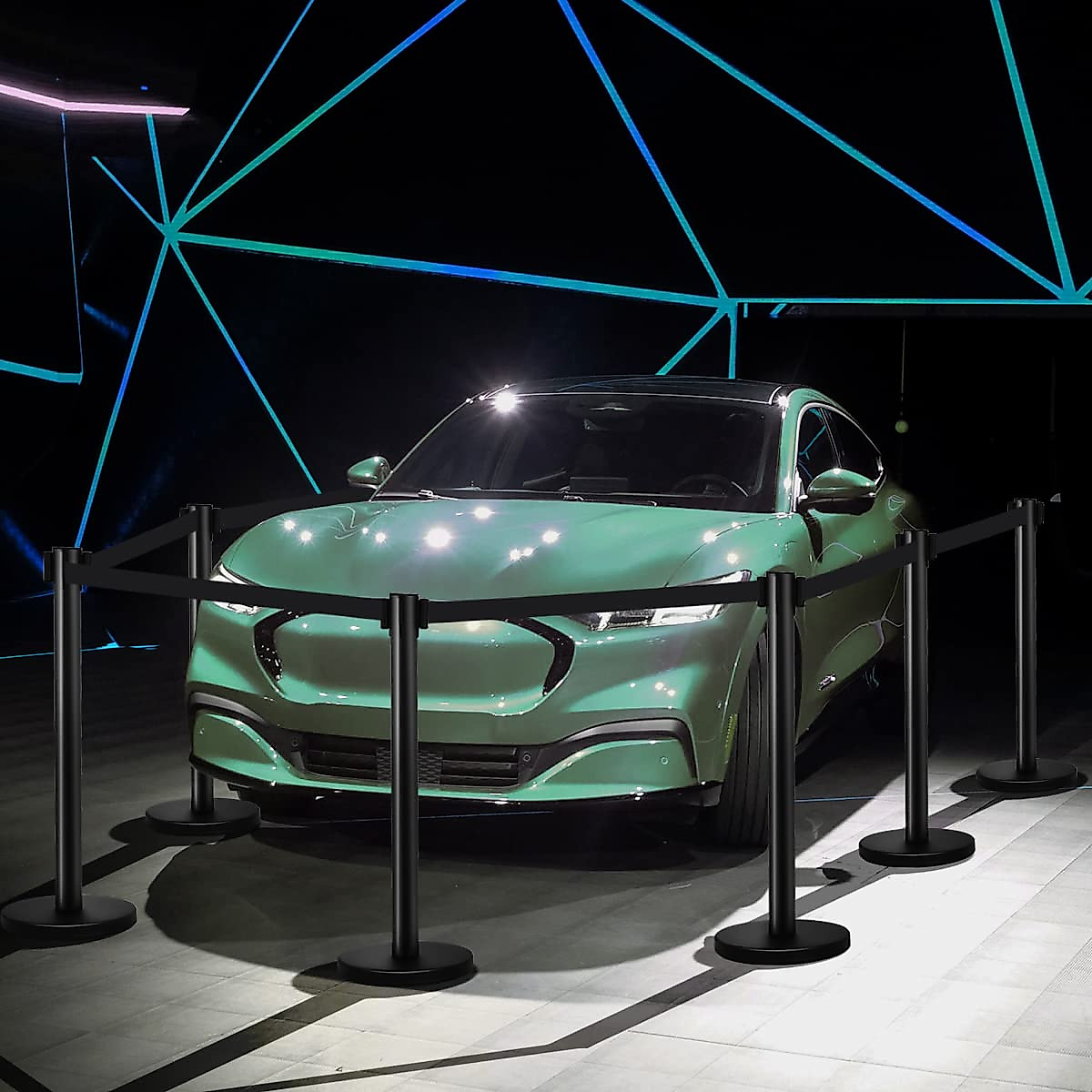 Goplus 6Pcs Stanchions, Crowd Control Barriers with 6.5' Retractable Belt, Stainless Steel Stanchion Posts Queue Line Pole, 35" Height, Easy Connect Assembly