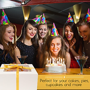 BELMAKS 10 Inch Cake Box Set – Disposable Cake Containers with Lids and Gold Ribbon Bakery Boxes with Window Tall Cake Boxes 10 Inch and 10 Inch Cake Drum Paper Box for Cake with Ribbon and Cake Board