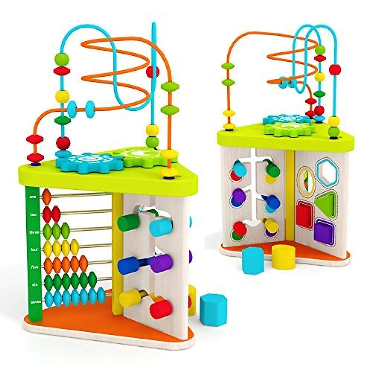 ACOOLTOY Wooden Activity Cube 5 in 1, Baby Activity Center for Boys and Girls 1,2,3 Years Old