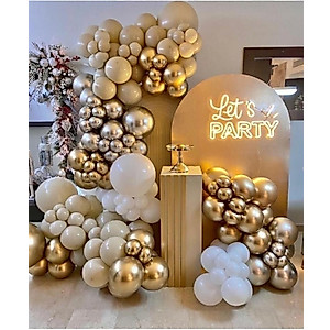 Nude White Gold Balloons, 60PCS Metallic Champagne Gold Cream White Clear Balloons White Sand Blush Beige Transparent Party Balloons for Birthday Boho Wedding Anniversary Engagement Hen Decorations