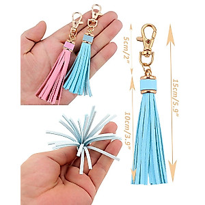 MSCFTFB 10pcs Tassel Purse Charm,Leather Keychain,Key Chain for Car Keyring Purse Accessory Bag Charm Gift for Mom(Gold)