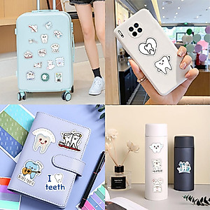 Tooth Stickers Decals[100Pack], Vinyl Dental Stickers Tooth Fairy Stickers Decals for Laptop Water Bottle Bumper Luggage Computer Skateboard Snowboard. Gift for Kids Girls Teens Adult