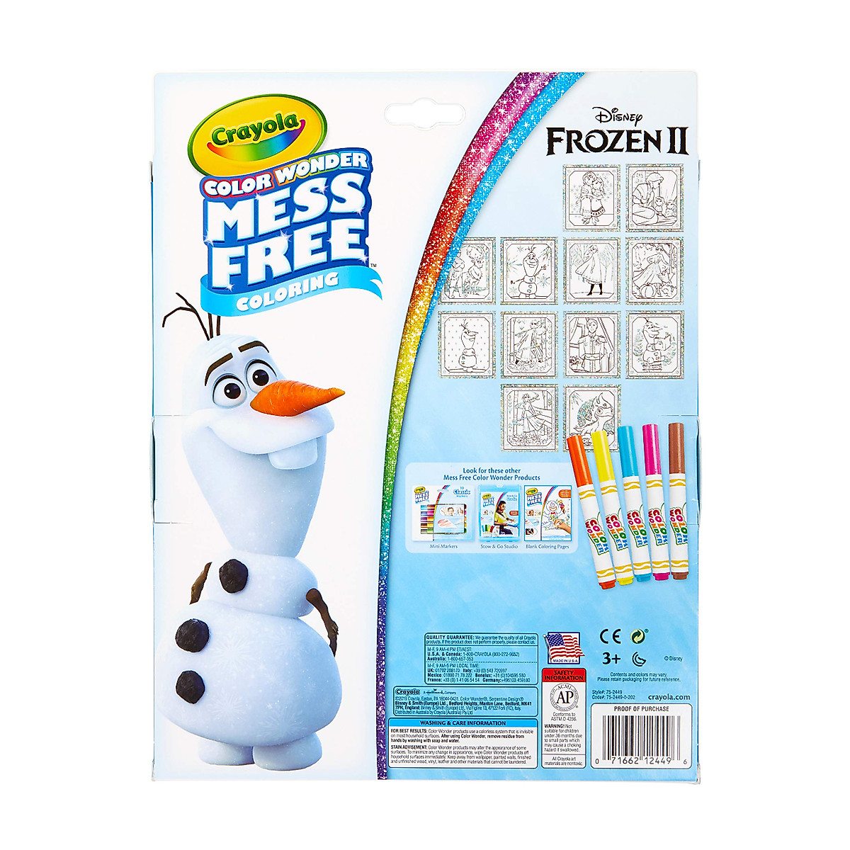 Crayola Frozen 2 Glitter Effects Color Wonder Set, Mess Free Coloring, Gift for Kids, 3, 4, 5, 6