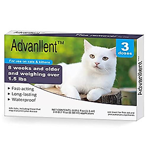 Advanllent Flea and Tick Prevention for Cats, Cat Flea Treatment, Fast Acting & Waterproof, Over 1.5 Pounds, 3 Doses
