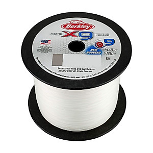 Berkley x9 Braid Superline, Crystal, 20lb test | 37 lbC | 17.0kg, 2188yd | 2000m Fishing Line, Suitable for Freshwater and Saltwater Environments