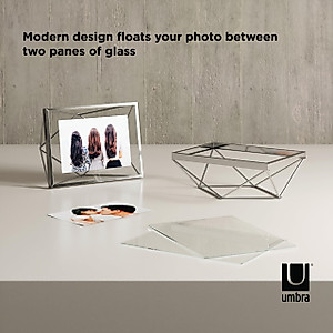 Umbra Prisma Picture Frame, 4x6 Metal Photo Display for Desk or Wall, 4" x 6", Chrome