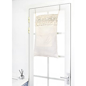 Mkono Macrame Over The Door Organizer and Hanining Laundry Hamper