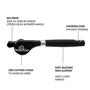 Macoior Can Opener,Manual Can Opener,Smooth Edge Safety Can Opener,Ergonomic Soft Grips Handle,Built in Food Grade Stainless Steel Can opener