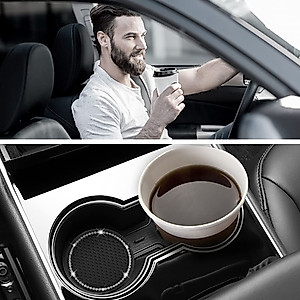 Diamond Bling Steering Wheel Cover for Women Universal Fit 15 Inch, Sparkly Car Wheel Protector with Bling Cup Holder Insert Coasters Rhinestone Ring Emblem, 5 Pack Car Interior Accessories