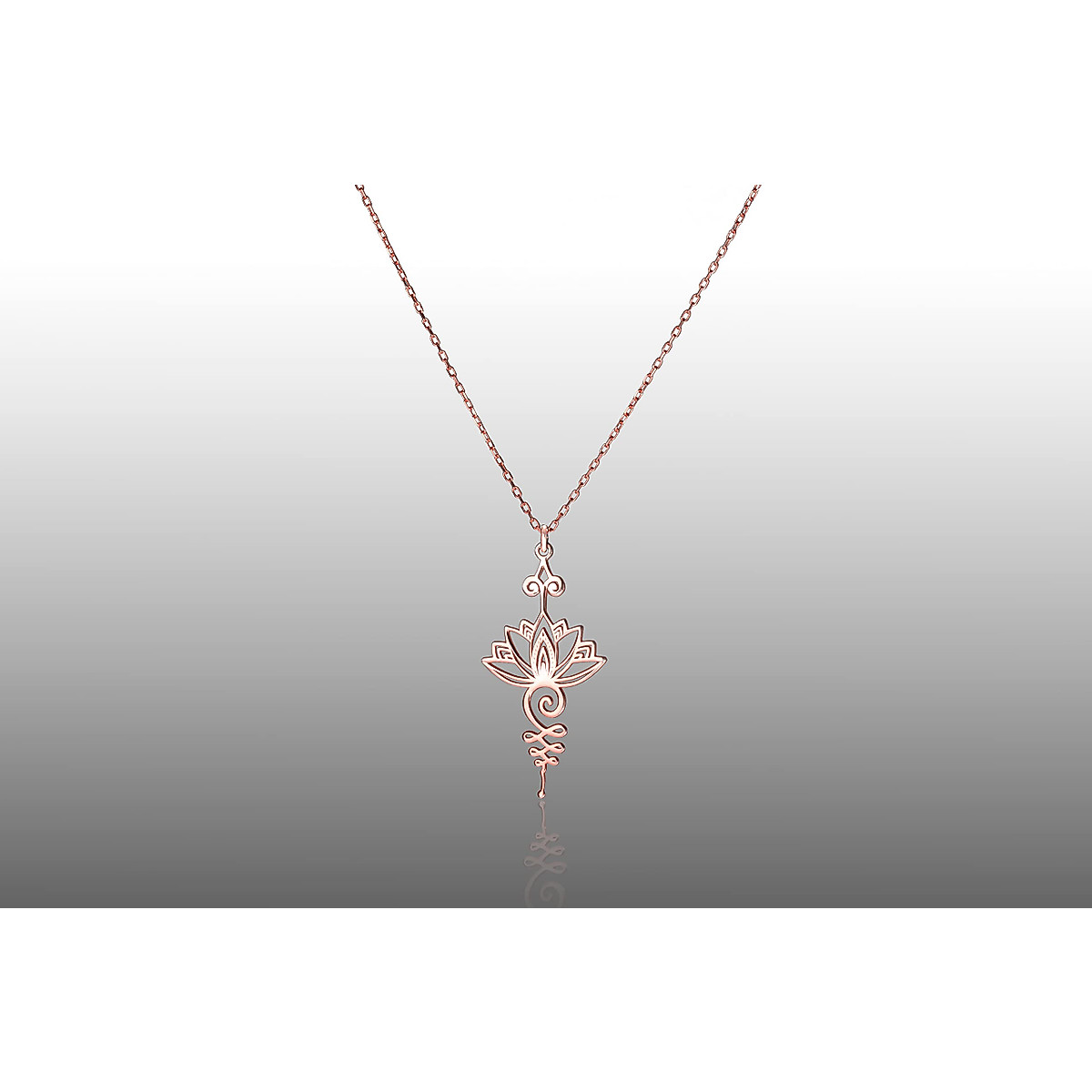 DKMN GÜMÜŞ Lotus Unalome Necklace - 925 Sterling Silver Lotus Flower Unalome Necklace - Yoga Jewelry - Chakra Necklace - Spiritual Symbol Charm (Sterling Silver, 24 Inches)