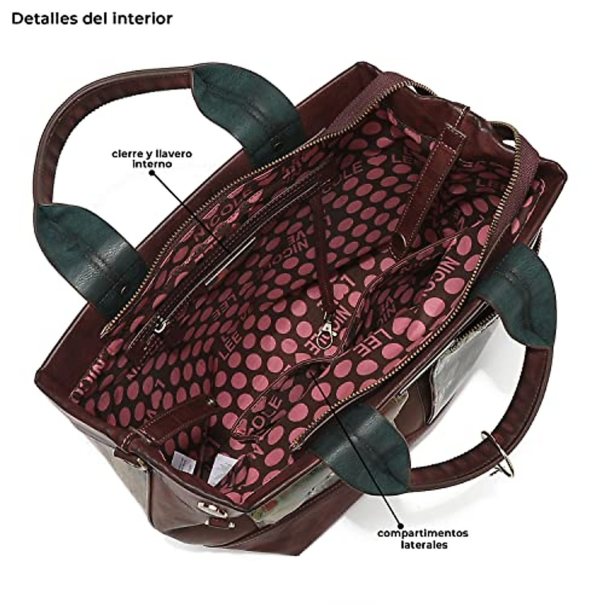 Nicole Lee Paris Fashion Week Large Shoulder Tote Bag, Butterfly Flower Embellishments, Multiple Pockets, Optional Crossbody Strap