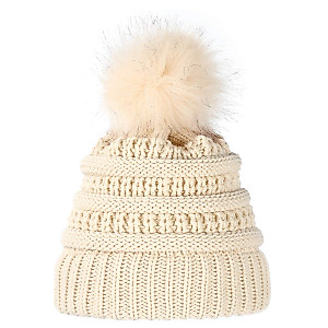 AynnQueen Beanie with Hair Attached for Women Slouchy Cable Hat Wig Knit Beanie Winter Hat with 20inch Removable Hair Extensions Wig (Dark Brown-Khaki Hat)