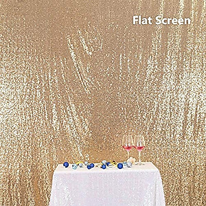 Juya Delight Light Gold Sequin Photography Backdrop Curtain for Party Banquet Festival Wedding Anniversary Exhibition,(6ft x 8ft，Light Gold)…