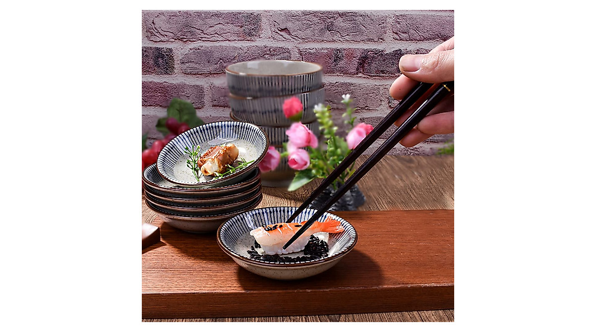 LMRLCS 6-Pc Ceramic Soy Sauce Dish Set for Sushi