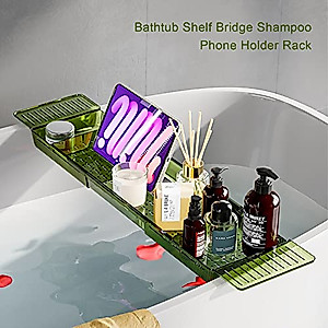 Bathtub Organizer Durable Space Saver Bath Tub Tray Storage Bathtub Organizer Green