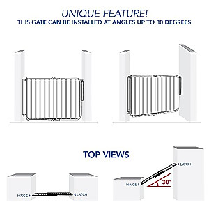 Cardinal Gates SS30 Stairway Special Baby Gate for Stairs - Adjustable Indoor Dog Gate - Aluminum Safety Gate for Kids & Pets - Can be Installed at Angles - 27 to 42.5 Inches Wide - Black