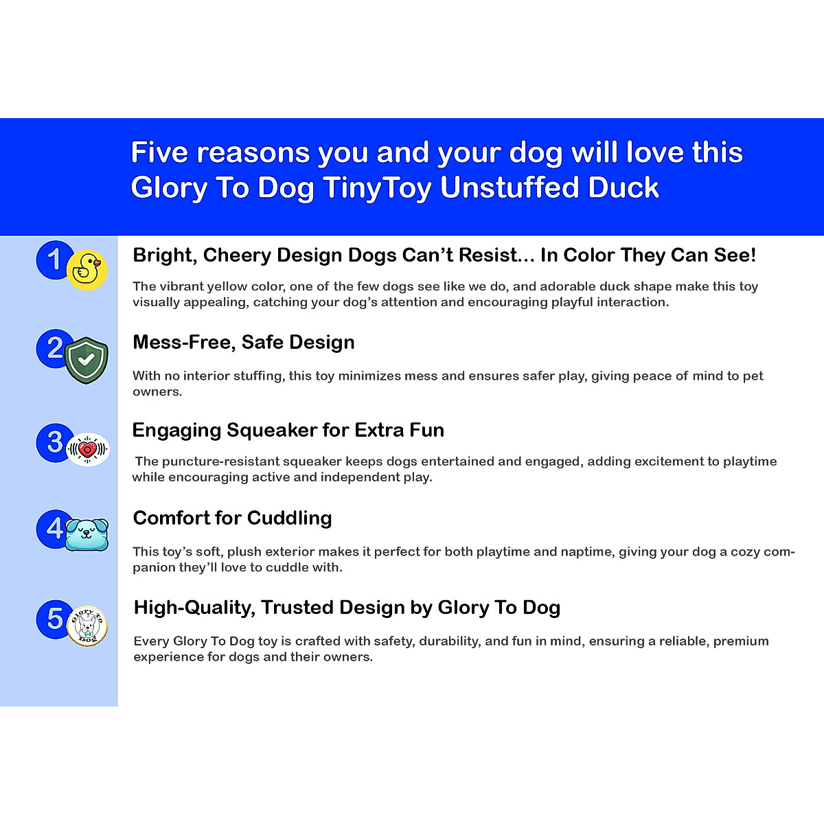 Glory To Dog TinyToy Plush Yellow Duck Very Small Unstuffed Dog Toy