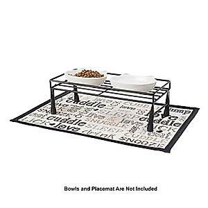 PetRageous 81030 Gizmo's Set The Table Steel Frame Dog Feeder, 3-Inch Tall Dining Table by 13-Inch Long and 6-Inch Wide, Holds Two 5.5-Inch Diameter Bowls, for Small and Medium Dogs and Cats, Black