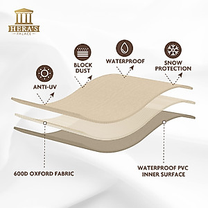 HERA'S PALACE Waterproof Outdoor Bench Cover, 600D Heavy Duty Outdoor Sofa Cover, Windproof & Anti-UV, Patio Furniture Covers for Loveseat, 89 x 34 x 33 inches