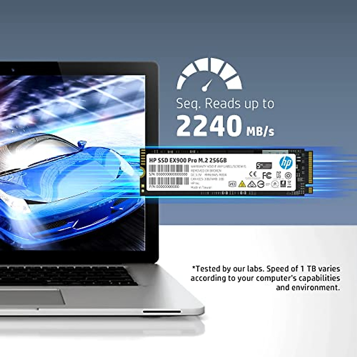 HP EX900 Pro 256GB NVMe PC SSD - PCIe Gen3 (8.0 GT/s) x 4, M.2 2280, 3D NAND Internal Solid Hard State Up to 2240 MB/s with DRAM Cache - 9XL75AA#ABA