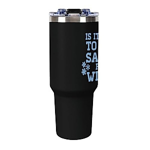 Ask Santa For Wine 40oz Water Bottle Double Wall Insulated Tumbler with Handle Leakproof Travel Mug Black-style