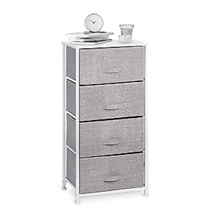 BINO 4-Drawer Fabric Dresser Storage Tower, Light Grey | Closet Organizer Unit | Bedroom Storage Cabinet | Clothing Drawer & Dresser Furniture | Organizing Drawer for Nursery Hallway Entryway Room