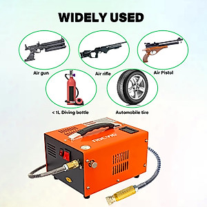 NDCYJG Pcp air compressor 4500PSI Portable PCP Compressor, 12V DC/110V AC PCP Airgun Compressor Manual-stop, w/External Power Adapter, Built-in Fan, Suitable for Paintball, Air Rifle, Scuba Bottle