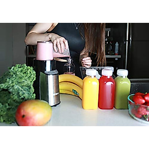 Dishwasher Safe Plastic Juice Bottles with Lids, Free Insulated Bottle Holder, Hot or Cold Drinks, 12pcs 16oz Empty Clear BPA Free Reusable Containers with Caps for Smoothies, Milk and Other Beverages
