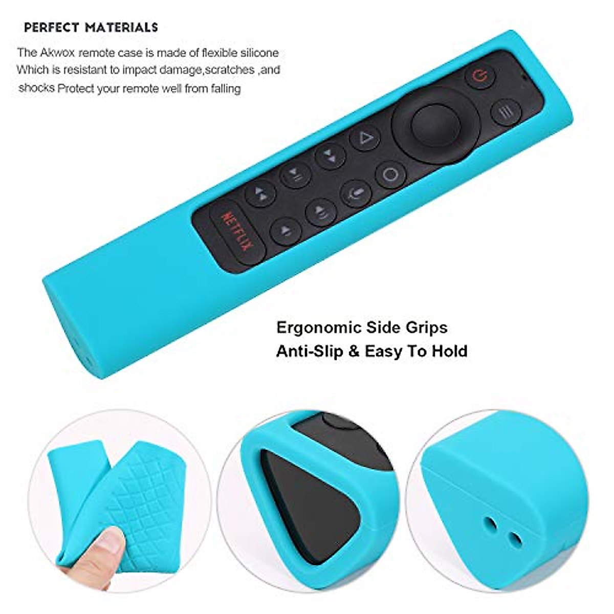 2-Pack AKWOX Protective Remote Cover Case for NVIDIA Shield TV Pro/4K HDR Remote Controller Series, Light Weight Shockproof Anti-Slip Silicone Skin with Hand Strap - Night Glow Blue/Green
