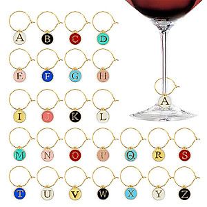 26Pcs Wine Glass Charms Markers Tags,Wine Charms for Stem Glasses,Drink Markers,Drink Ring Tags,Wine Glass Tags,Wine Glasses Identifier for Bachelorette Christmas Holiday Wine Tasting Party