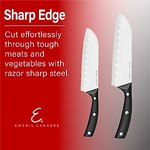 2-Piece Santoku Knife Set - 7 & 5 Inch Chef Knife, Chef Knife for Chopping Vegetables - Stainless Steel Santoku Knives - Chefs Best Chopping Knife Set -Santoku Knife 7 Inch Kitchen Utility Knife