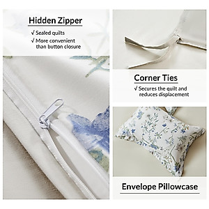 TINA'S HOME Duvet Cover Queen Size - Reversible Floral Duvet Cover Set with Zipper Closure - 3 Pieces Bedding Set, 1 Duvet Cover 90"x90" & 2 Pillow Shams 20"x26"